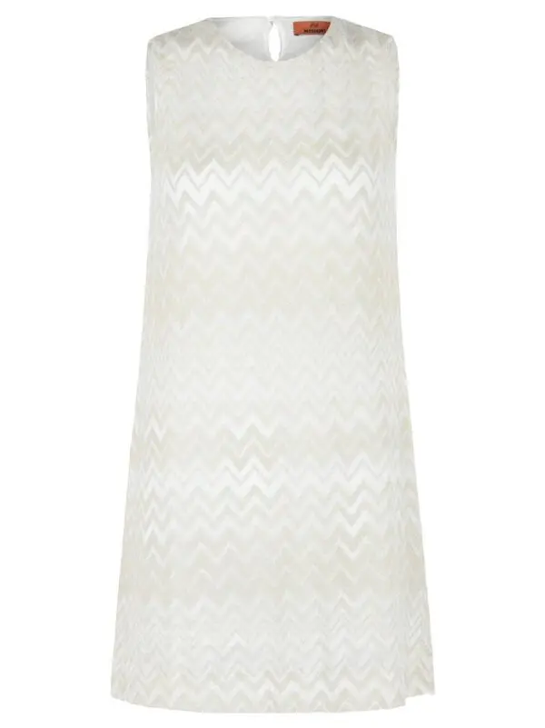 Missoni Metallic Zigzag Print Shift Dress - Gold White