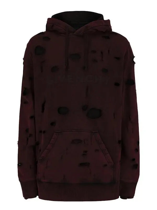 Missoni Destroyed Logo Hoodie - Dark Red