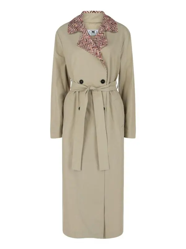 Brioni Double Breasted Chevron Trench Coat - Beige
