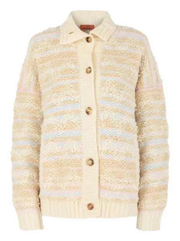 FERRAGAMO Wool-blend Fleece Cardigan - Beige
