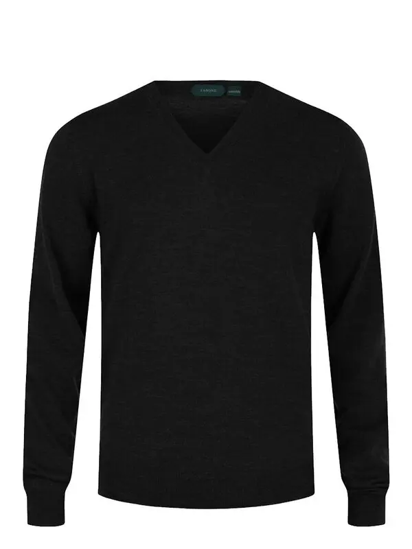 Givenchy Zanone V-neck Wool Blend Sweater - Dark Grey