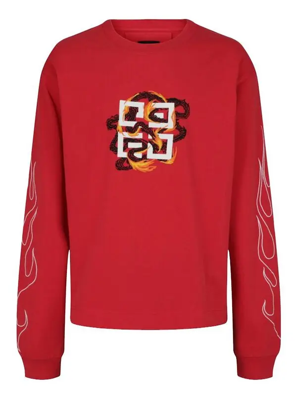 SLOWEAR Boxy Fit 4g Dragon Long Sleeve T-shirt - Red