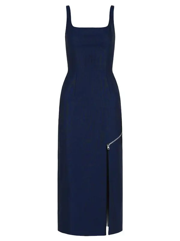 Balenciaga Zip Slash Midi Dress - Black Ultramarine
