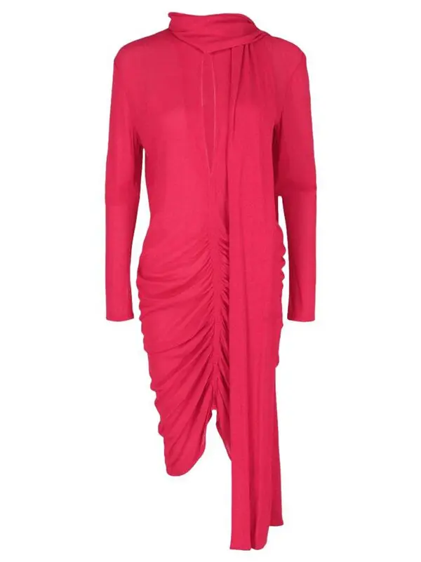 Alexander McQueen Ruched Scarf Stretch-crepe Dress - Cyclamen