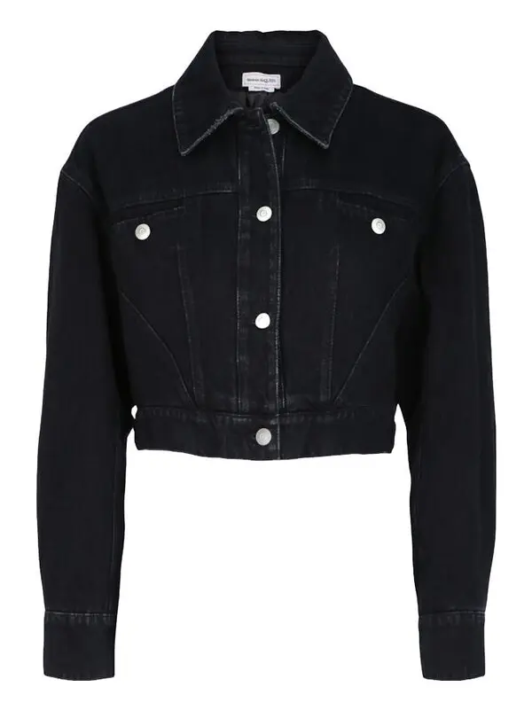 Brioni Cropped Denim Jacket - Black