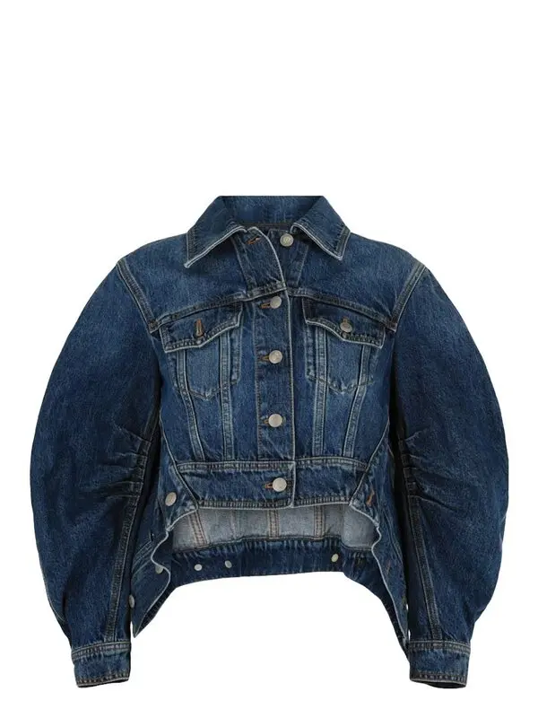 Balenciaga Cropped Cocoon Sleeve Denim Jacket - Blue Jean