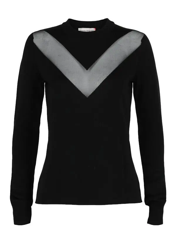 SLOWEAR Sheer-paneled Sweater - Black