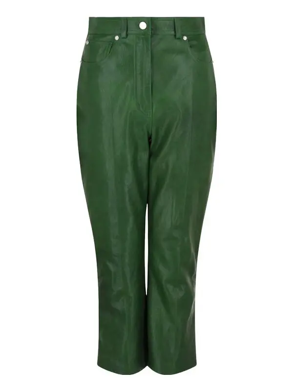 Brioni Cropped Straight-leg Leather Pants - Dark Green