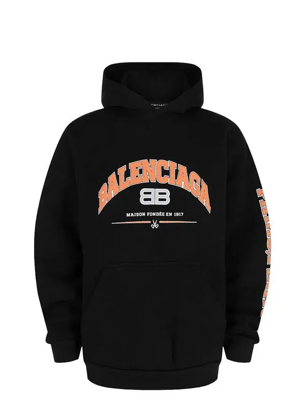 Alexander McQueen Oversized Logo Print Hoodie - Black Orange