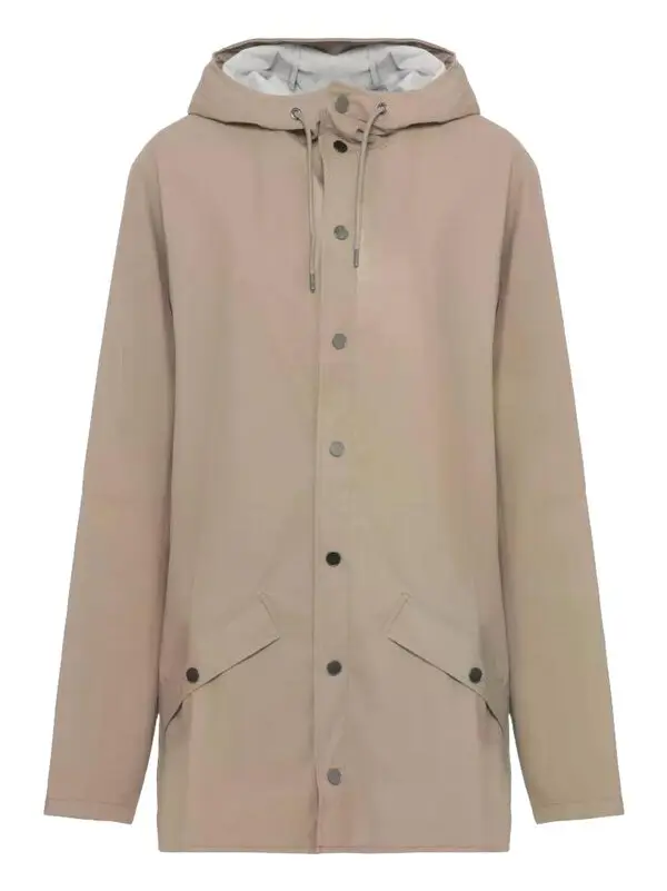 Rains Buttoned Hoodie Coat - Neutrals
