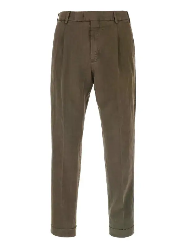 PT TORINO Button Herringbone Trousers - Brown