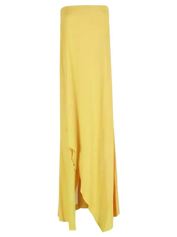 SEMICOUTURE Zoey Strapless Midi Dress - Yellow