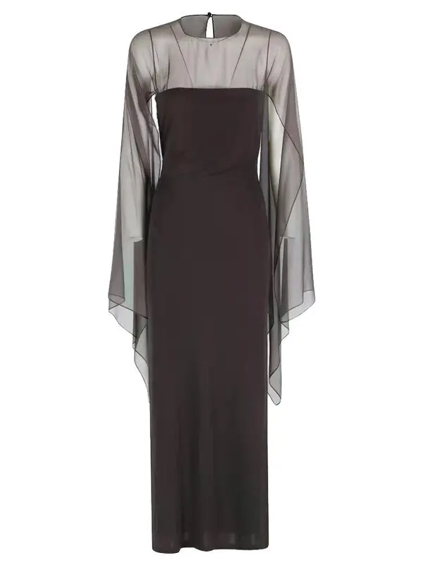 Alberta Ferretti Overlay Maxi Dress - Brown
