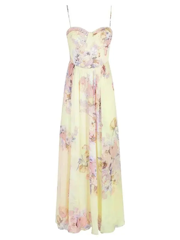 Hemant & Nandita Kysha Floral Midi Dress - Yellow