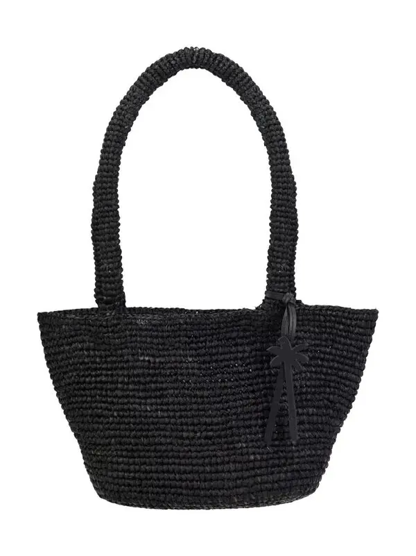Manebí Palm Raffia Shoulder Bag - Black
