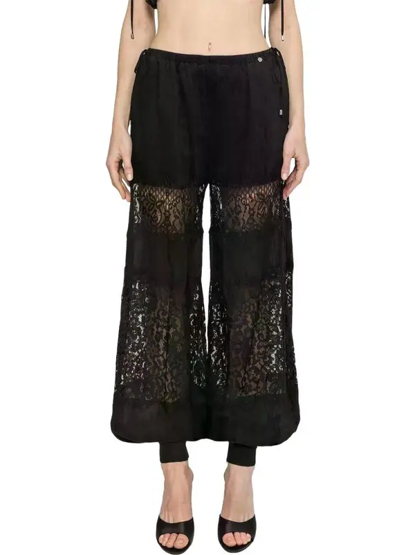 NISSA Lace Insert Trousers - Black