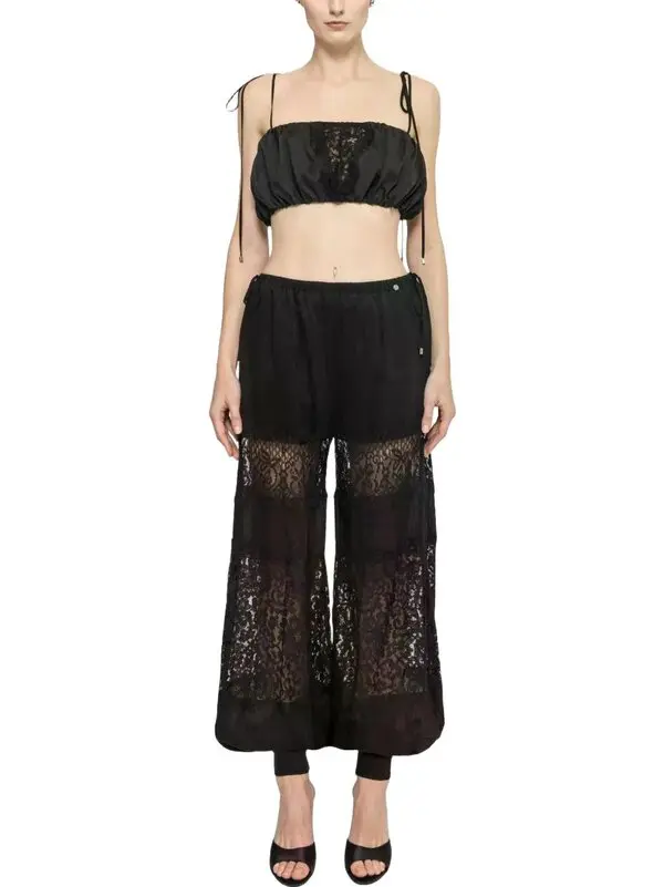 NISSA Lace Insert Trousers - Black