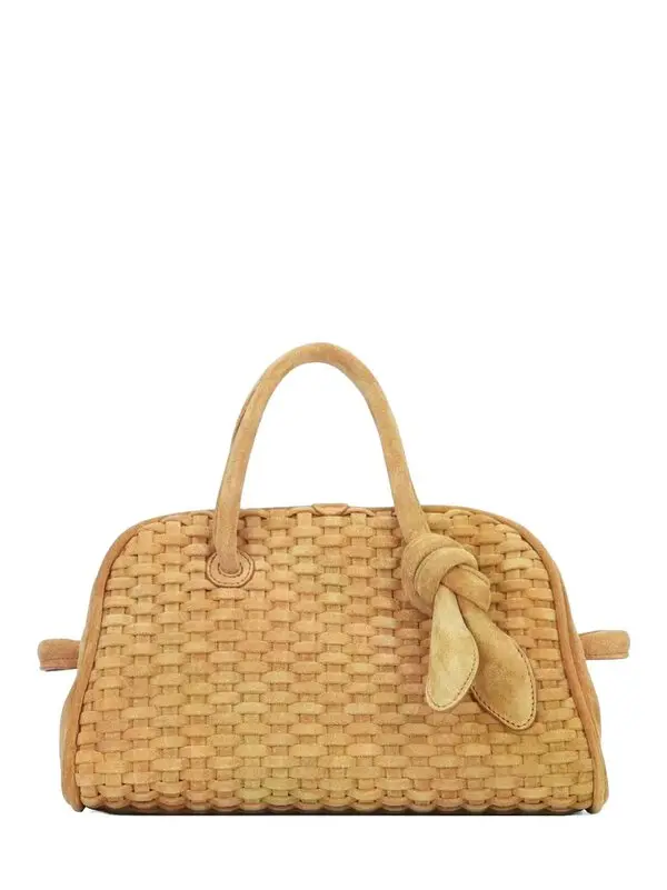 Jacquemus Woven Tote Bag With Knot Detail - Neutrals