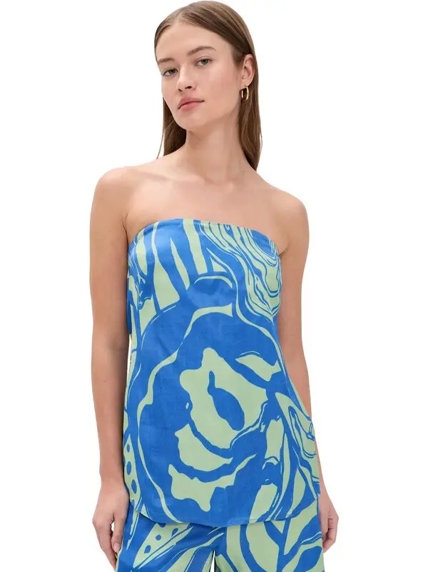 DIARRABLU Printed Strapless Top - Tima Mint
