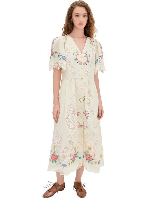 Sea Astrid Embroidery Midi Dress - Multi