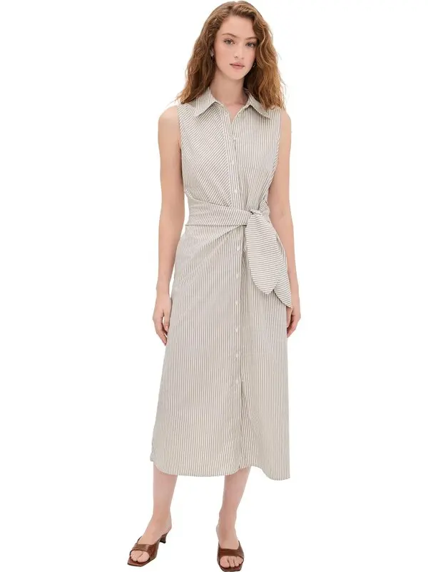 FAVORITE DAUGHTER The Good Behavior Stripe Shirt Dress - Soft Taupe Stripe