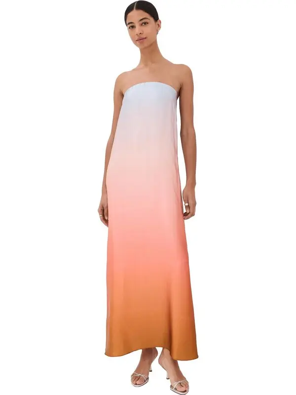 Sablyn Strapless Silk Ombre Maxi Dress - Melon