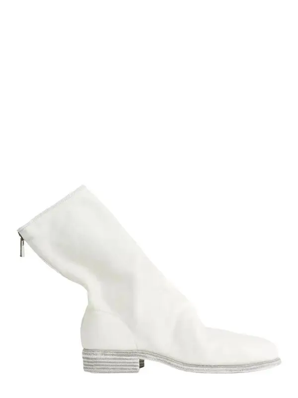 Guidi Zipped Leather Ankle Boots - White