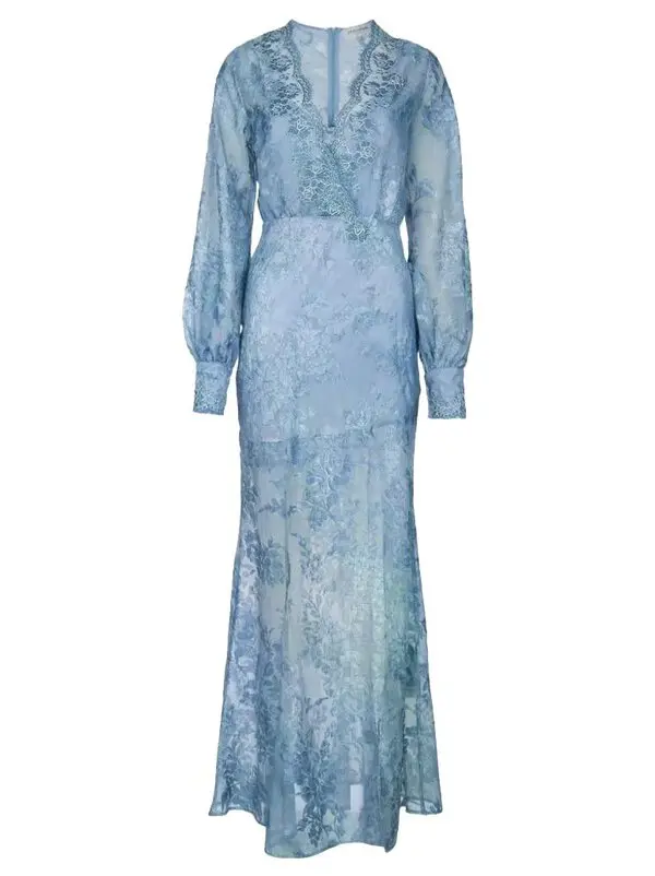 ERMANNO FIRENZE Lace Floral Dress - Blue
