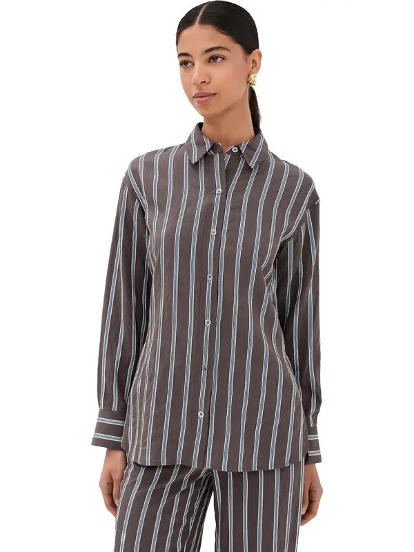 Veronica Beard Lloyd Button Down Shirt - Dark Mocha