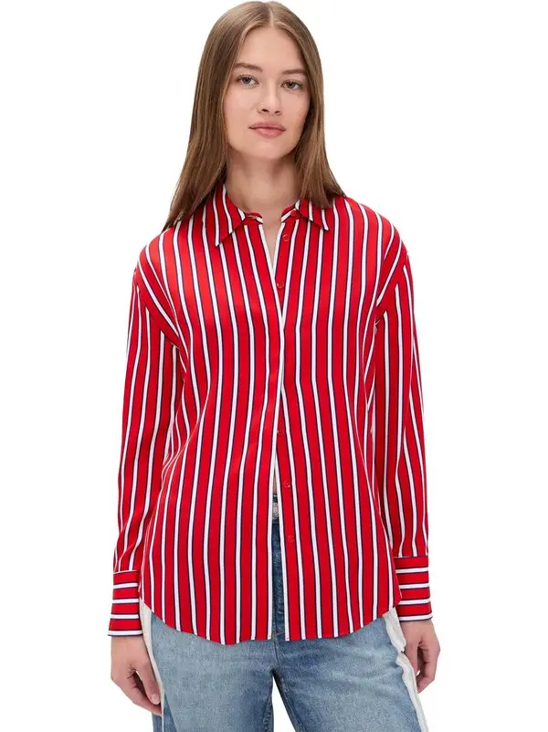 Alice + Olivia Dimitra Oversized Button Down Shirt - Teakwood Chili Pepper