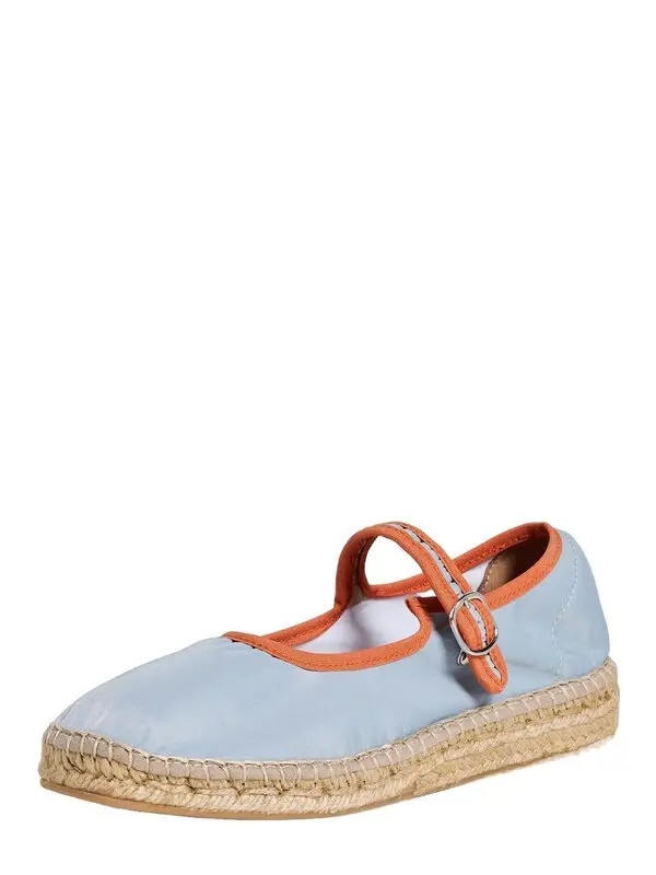 NAGUISA Peonia Mary Jane Flats - Light Blue/orange