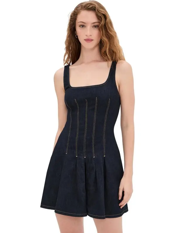Alice + Olivia Hollis Flared Mini Dress - Dark Rinse