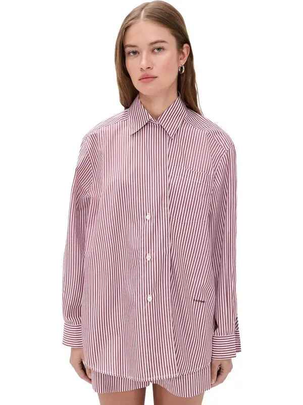 HOUSE OF DAGMAR Asymmetric Striped Shirt - Red Stripe
