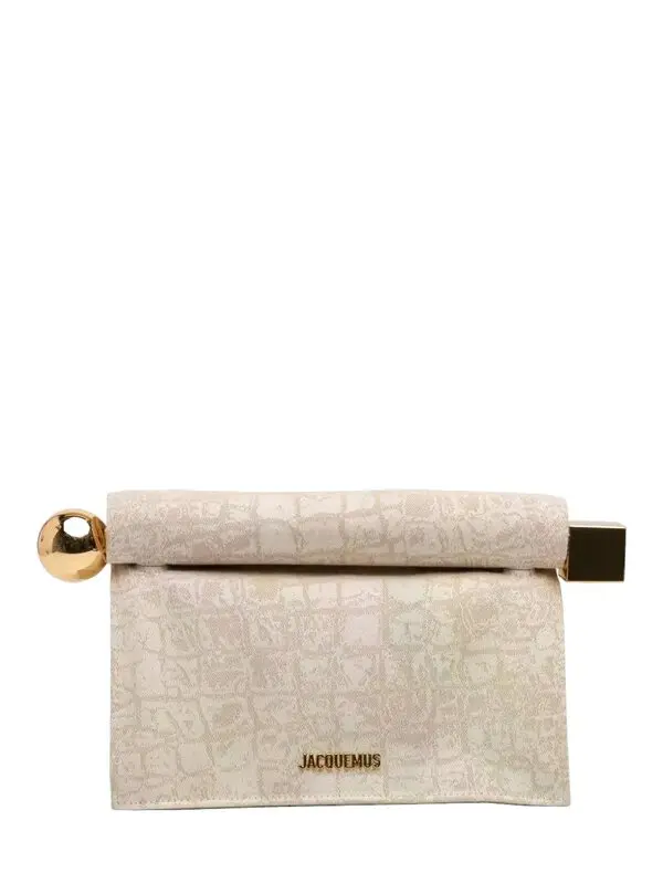 Jacquemus 2010-2025 Croc Printed Denim La Pochette Rond Carre Clutch Bag - Neutrals