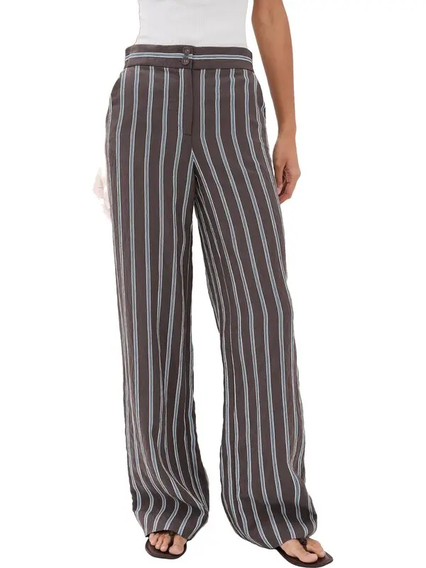 Veronica Beard Carraway Stripe Pattern Pants - Dark Mocha