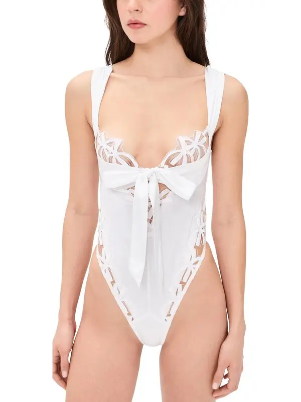 For Love & Lemons Hallie Teddy Thong Bodysuit - White