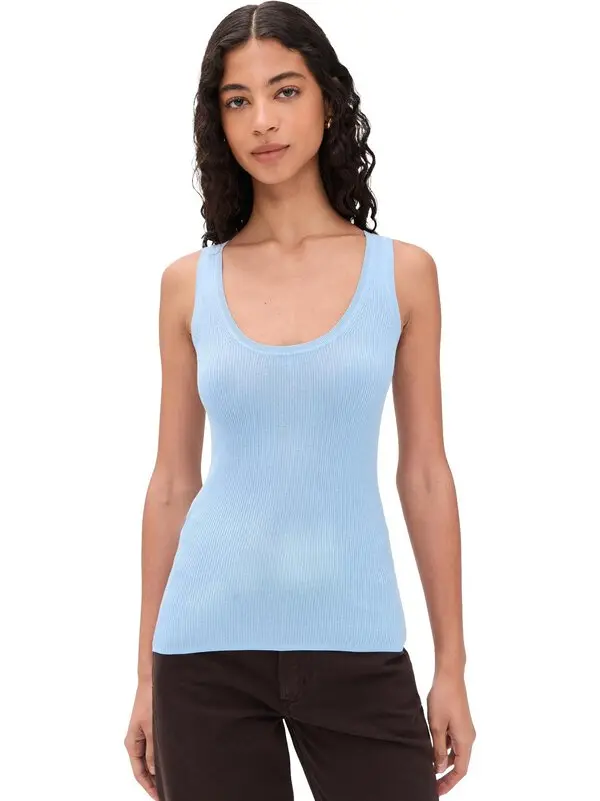 Renggli Scoop Neck Ribbed Tank - Azure
