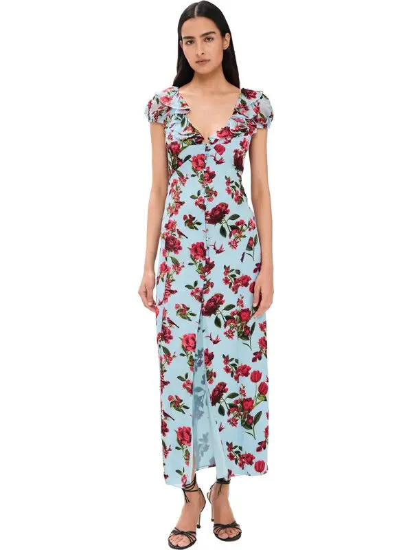 Alice + Olivia Tara Short Sleeve Maxi Dress - American Beauty Carolina Blue