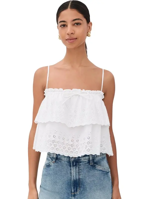 Veronica Beard Oseanna Eyelet Top - White