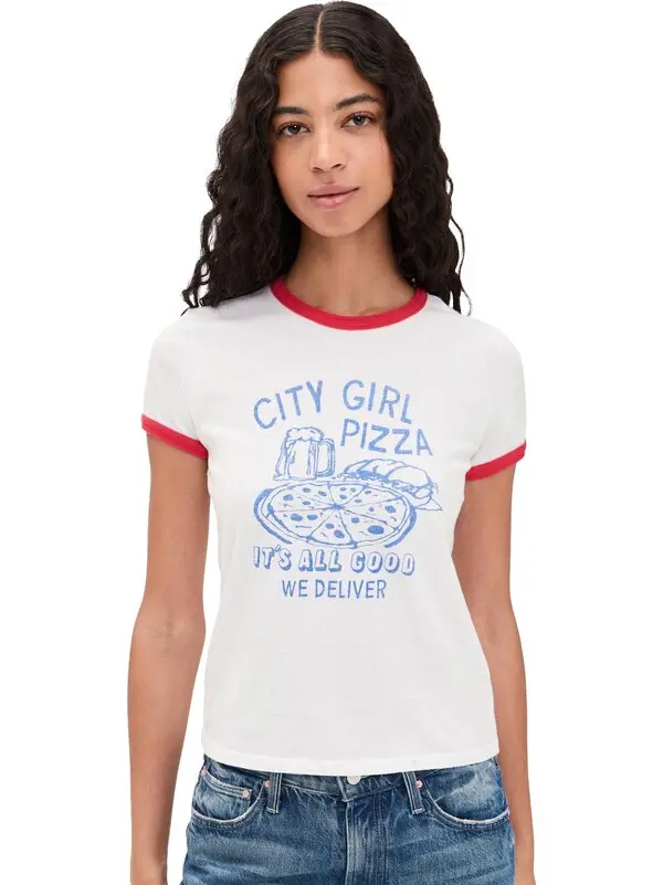 MOTHER Petite The Lil Goodie Ringer Tee - City Girl Pizza