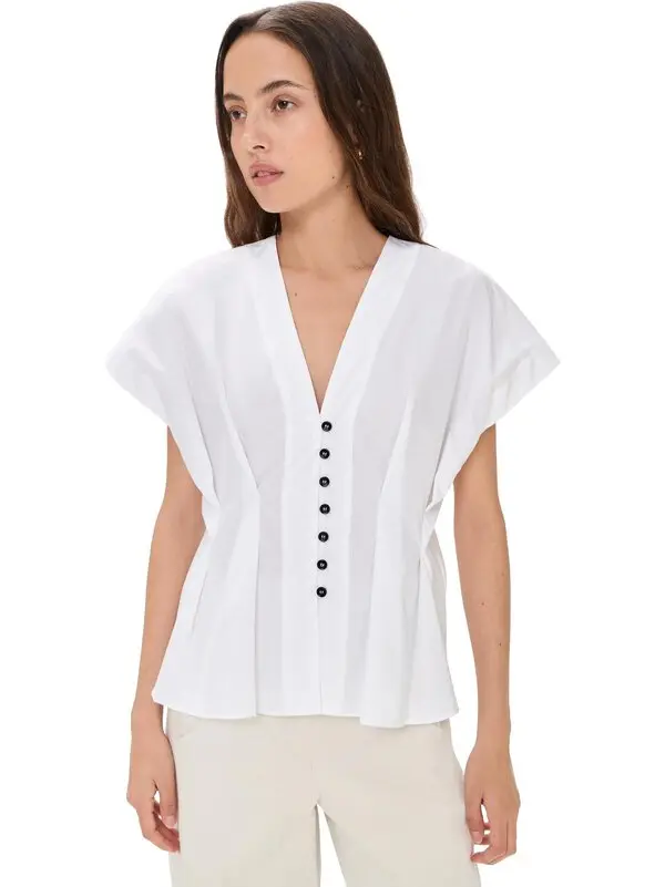 HOUSE OF DAGMAR Cinched Cotton Top - White