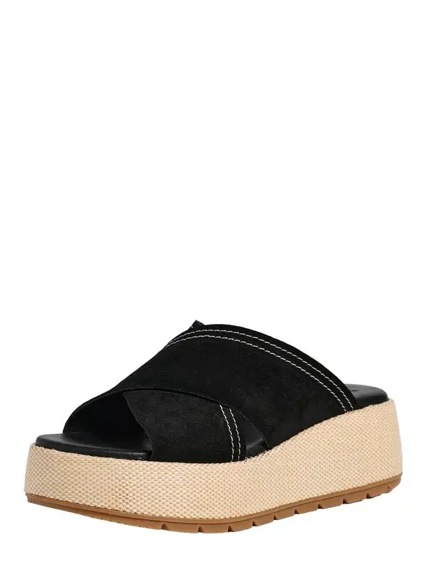 Sorel Sunpeak Platform Slide Sandals - Black/gum 2