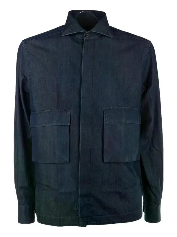 Corneliani Patch Pocket Long Sleeve Shirt - Blue