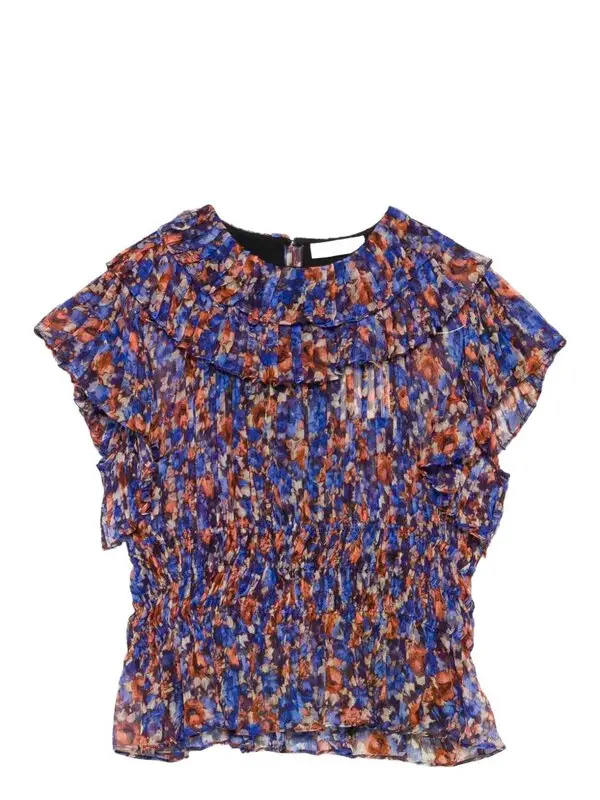 Ulla Johnson Athene Ruffled Floral Blouse - Blue