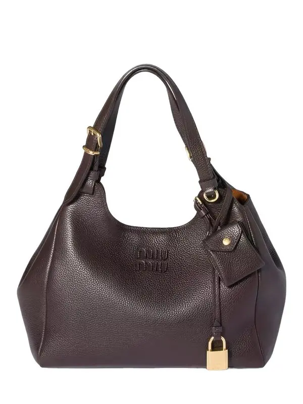 Miu Miu Logo-detail Leather Shoulder Bag - Brown