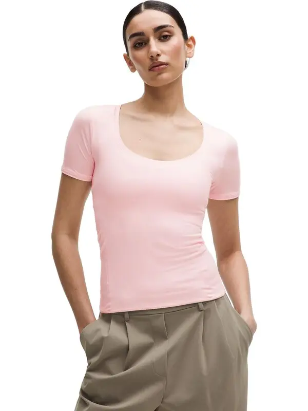 Lululemon Wundermost Ultra-soft Nulu Scoop-neck T-shirt - Pink Pearl