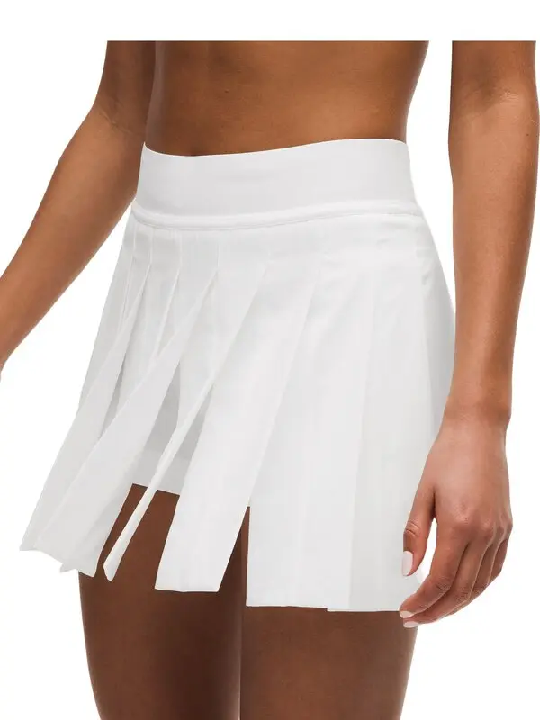 Lululemon Peek-a-boo Pleat Mid-rise Tennis Skirt - White/white