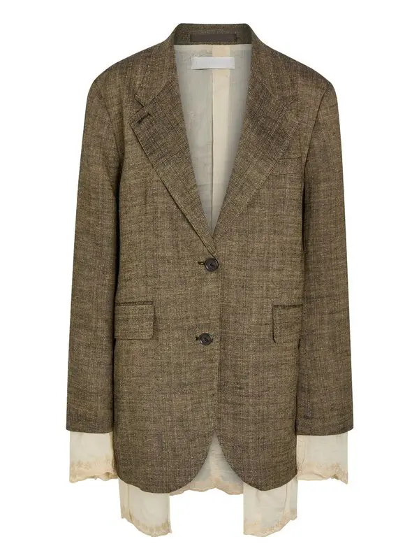 Our Legacy Drip Layered Linen And Silk-blend Blazer - Brown