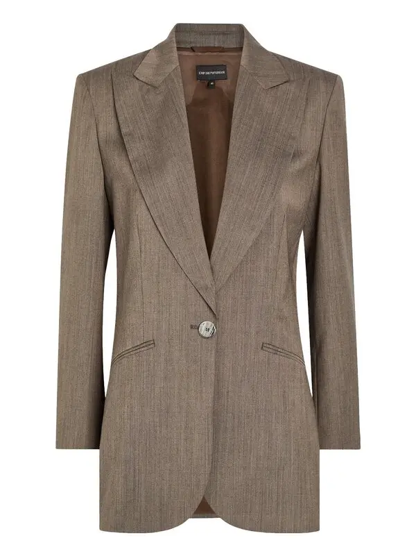 Emporio Armani Wool-blend Blazer - Taupe