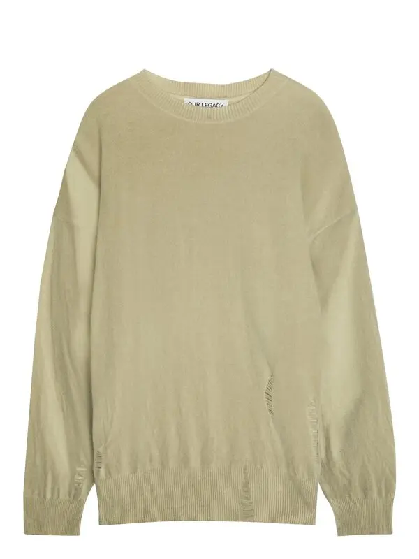 Our Legacy Slant Distressed Effect Wool Jumper - Beige